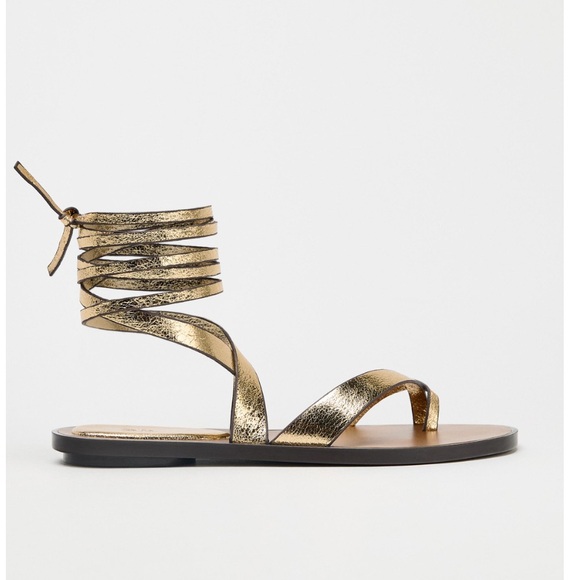 Zara | Shoes | Zara Gold Gladiator Sandals Anklewrap Design | Poshmark
